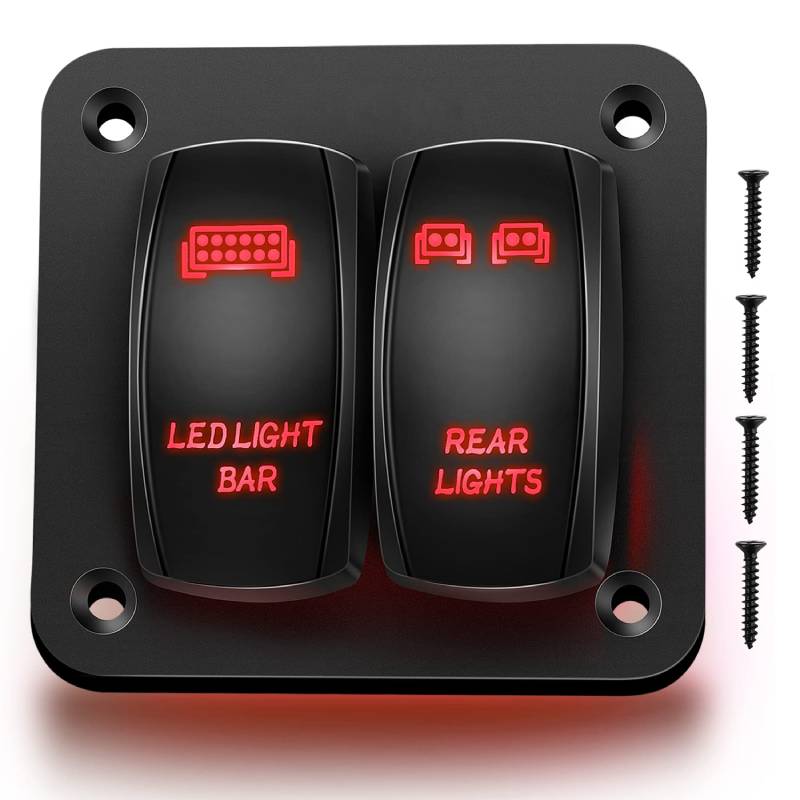 2 Gang LED Light Bar Rear Lights Rocker Switch Panel Red – gooacc