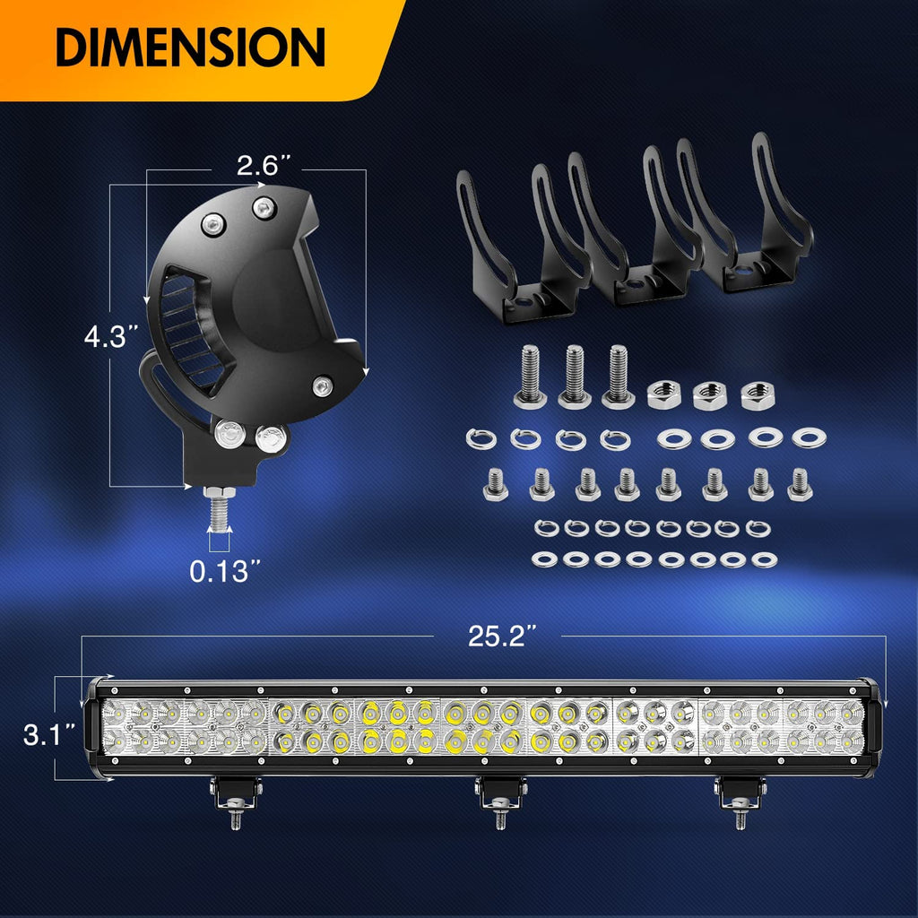 25 Inch 162W Led Light Bar Spot Flood Combo with 12V 5Pin Rocker Switc ...