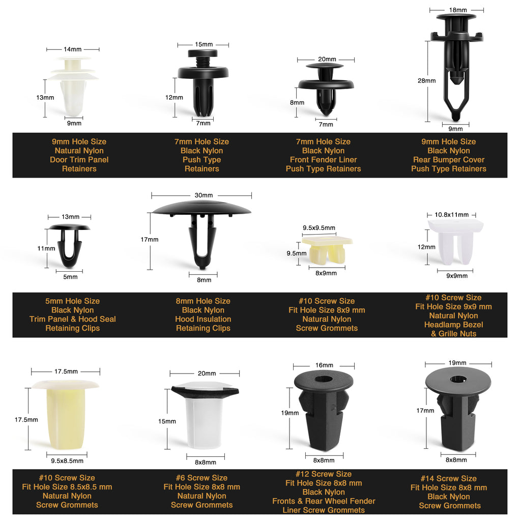 166 Pcs Car Retainer Retaining Clips & Screw Grommets For GM Toyota Ho ...